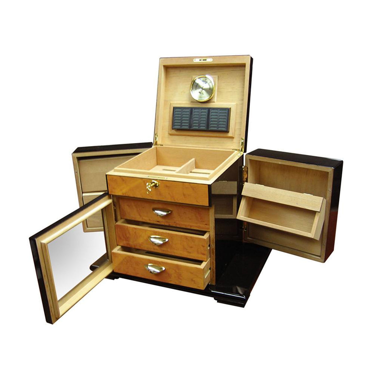 Baccus 200 Count Black and Burl Cigar Humidor - CheapHumidors