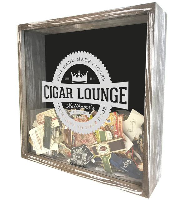 Personalized Acid Wash Cigar Band Shadow Box - Cigar Lounge - CheapHumidors