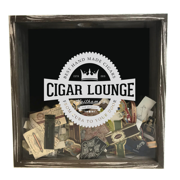 Personalized Acid Wash Cigar Band Shadow Box - Cigar Lounge - CheapHumidors